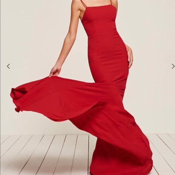 Reformation | Dresses | Reformation Red Gown Dahlia Corset Dress | Poshmark